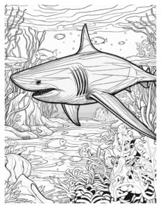 Shark Adventure Coloring Pages: Dive into Ocean Fun