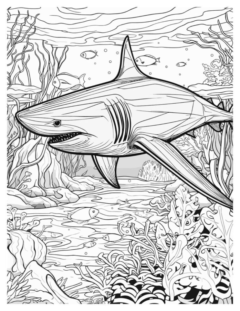 Shark Adventure Coloring Pages: Dive into Ocean Fun