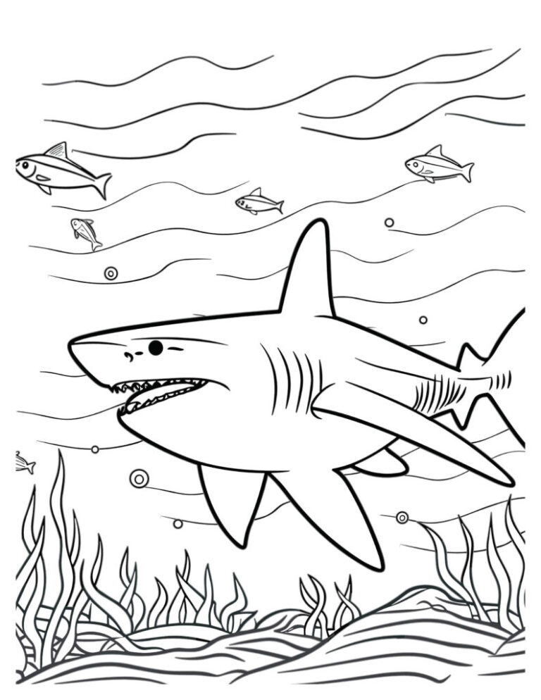 Shark Adventure Coloring Pages: Dive into Ocean Fun