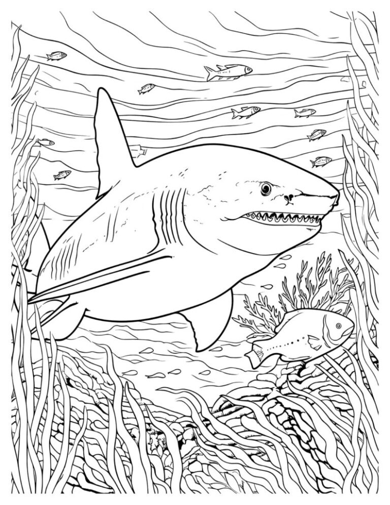 Shark Adventure Coloring Pages: Dive into Ocean Fun