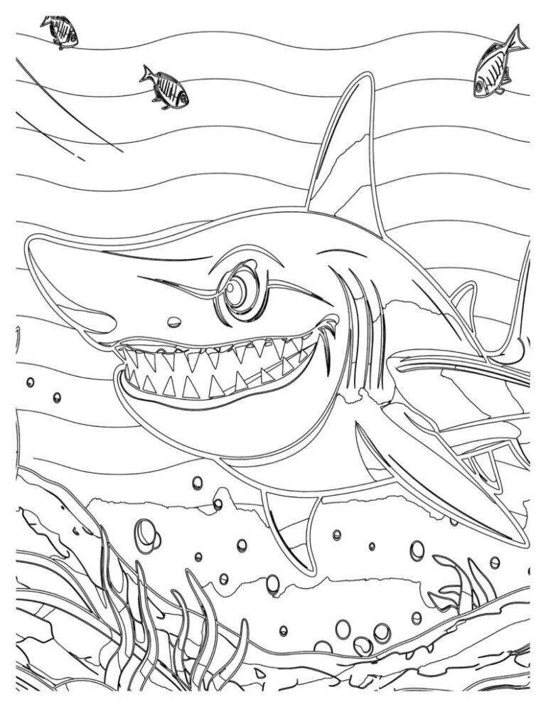 Shark Adventure Coloring Pages: Dive into Ocean Fun