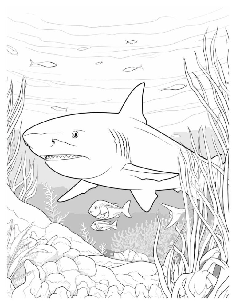 Shark Adventure Coloring Pages: Dive into Ocean Fun