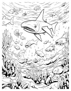 Shark Adventure Coloring Pages: Dive into Ocean Fun