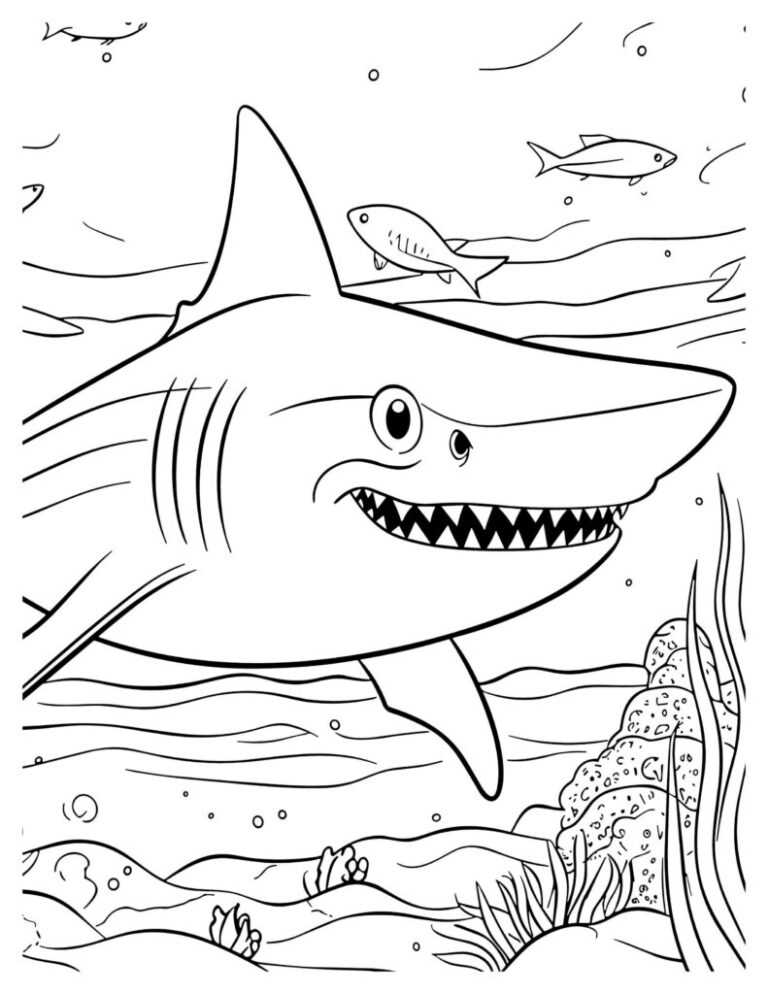 Shark Adventure Coloring Pages: Dive into Ocean Fun