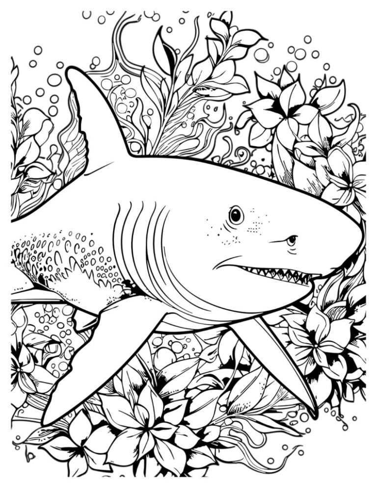 Shark Adventure Coloring Pages: Dive into Ocean Fun