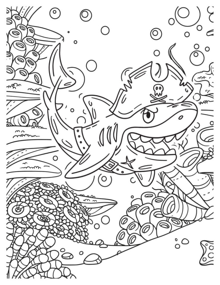 Shark Adventure Coloring Pages: Dive into Ocean Fun