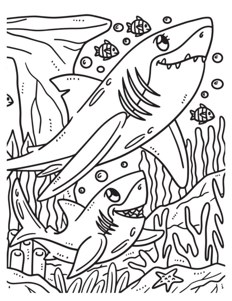 Shark Adventure Coloring Pages: Dive into Ocean Fun