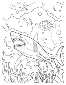 Shark Adventure Coloring Pages: Dive into Ocean Fun