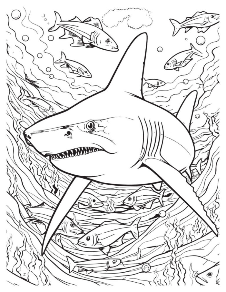 Shark Adventure Coloring Pages: Dive into Ocean Fun