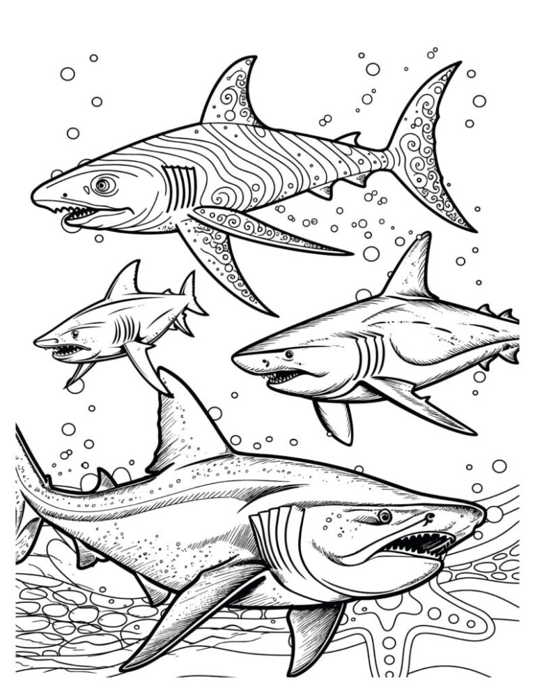 Shark Adventure Coloring Pages: Dive into Ocean Fun