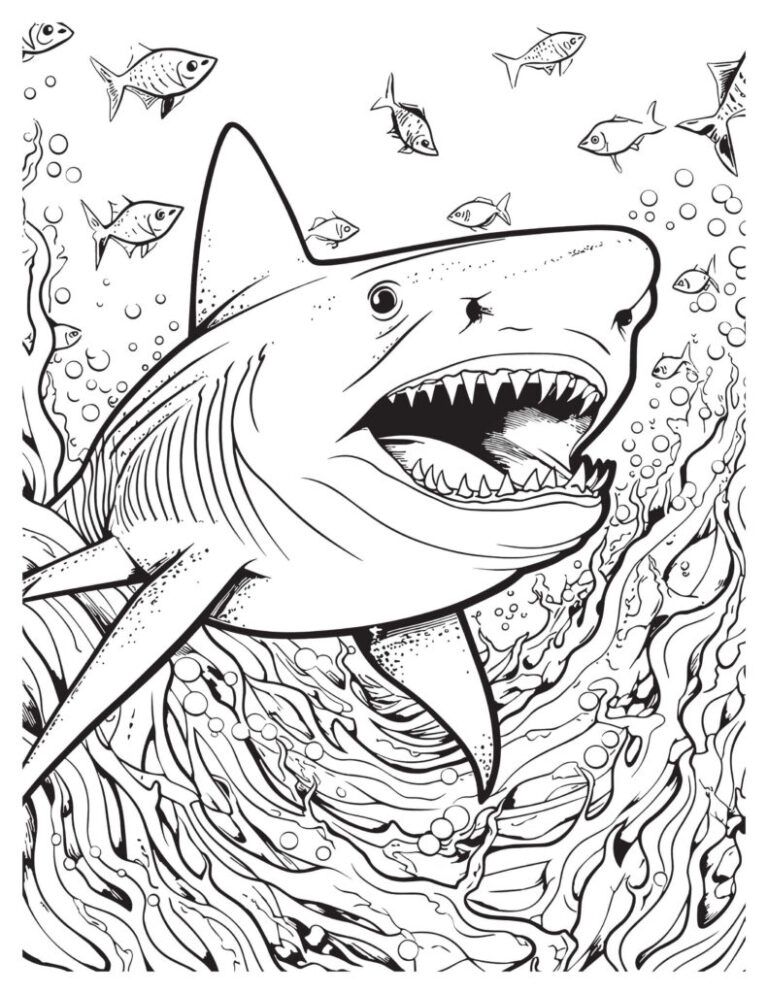 Shark Adventure Coloring Pages: Dive into Ocean Fun