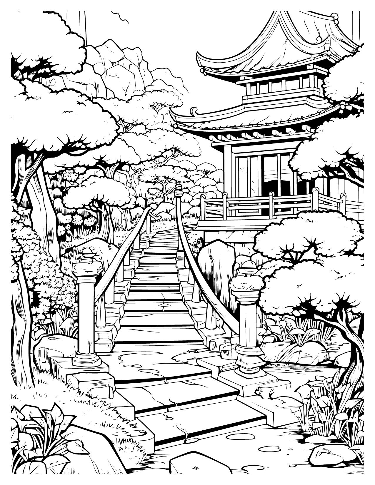 Tranquil Zen Garden Coloring Pages | Calm Your Mind