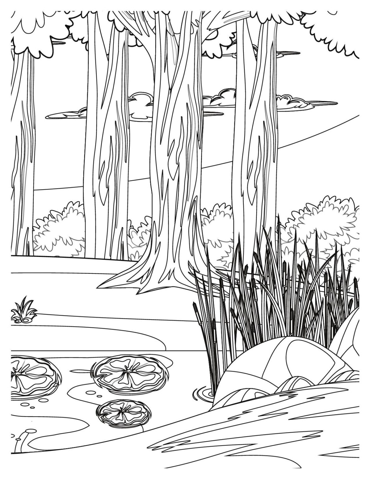 Water Garden Coloring Pages |Relaxing Coloring Page"