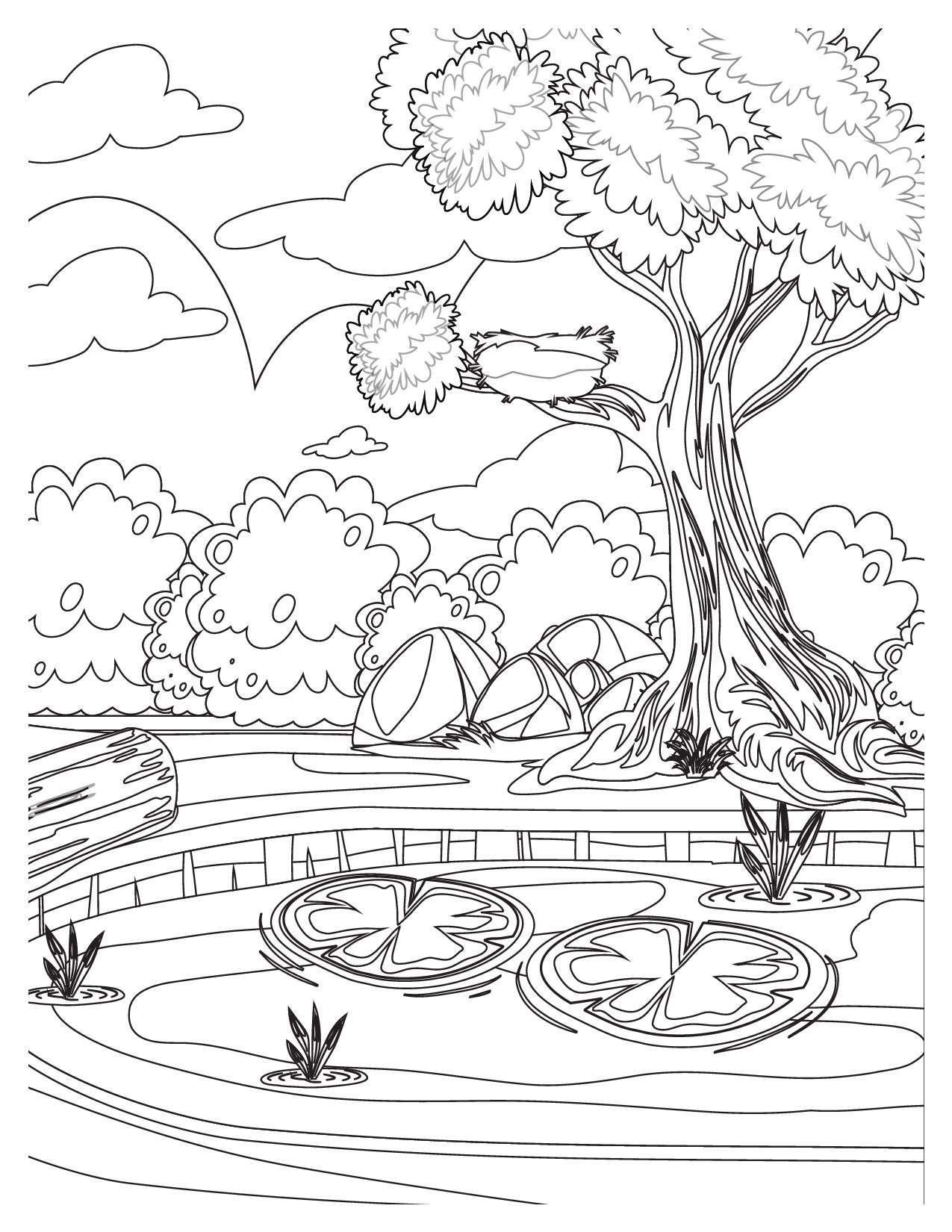 Water Garden Coloring Pages |Relaxing Coloring Page"
