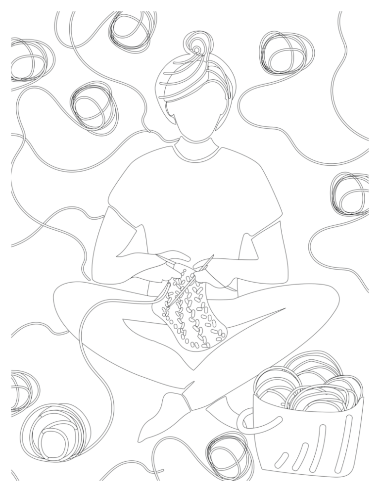 Knitting Bliss Coloring Pages: Relaxing Patterns For Creativity