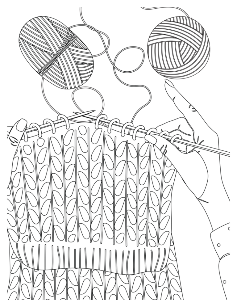Knitting Bliss Coloring Pages: Relaxing Patterns For Creativity