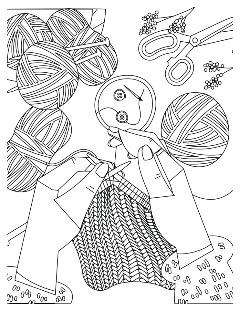 Knitting Bliss Coloring Pages: Relaxing Patterns For Creativity