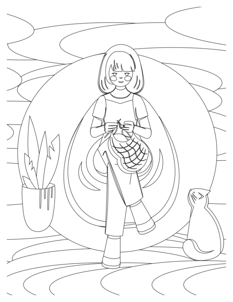 Knitting Bliss Coloring Pages: Relaxing Patterns For Creativity
