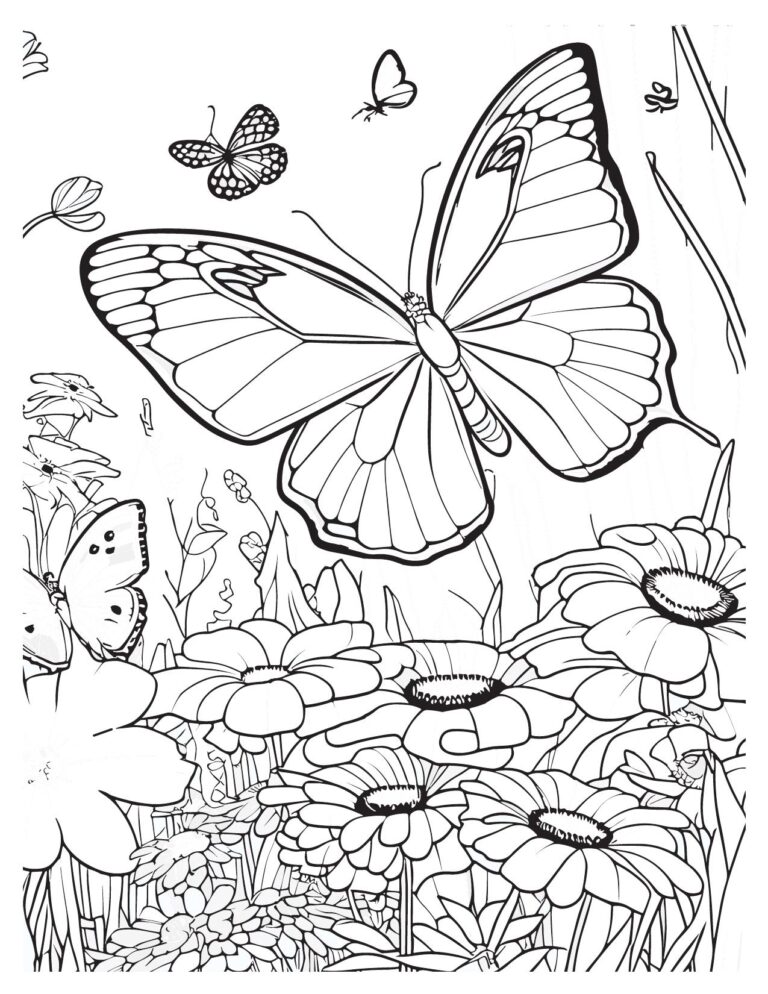 Beautiful Butterfly Garden Coloring Pages