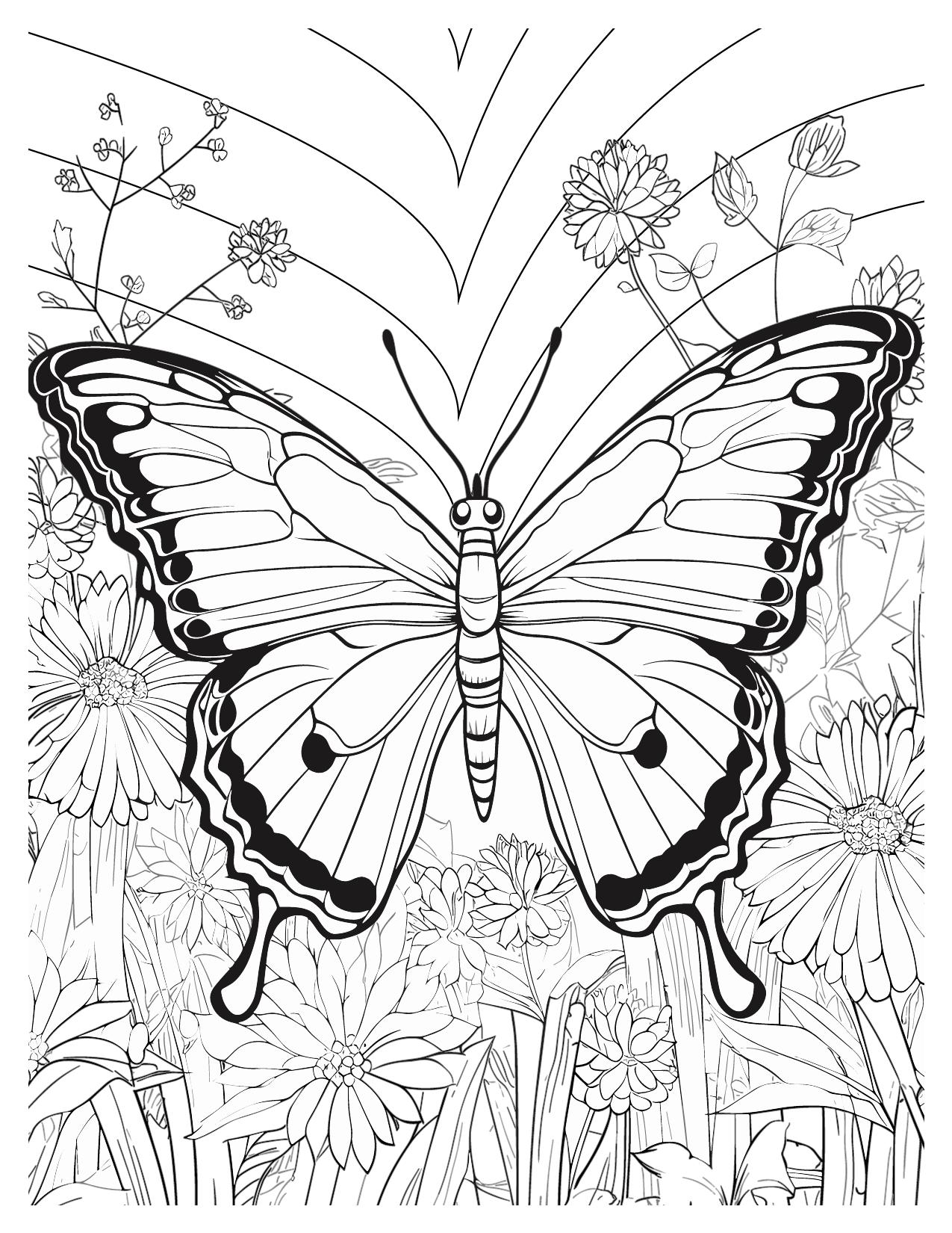 Beautiful Butterfly Garden Coloring Pages