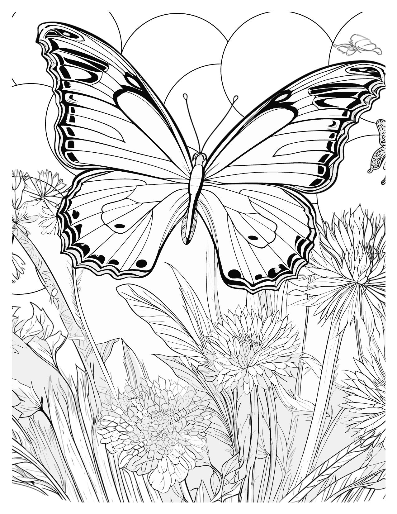 Beautiful Butterfly Garden Coloring Pages