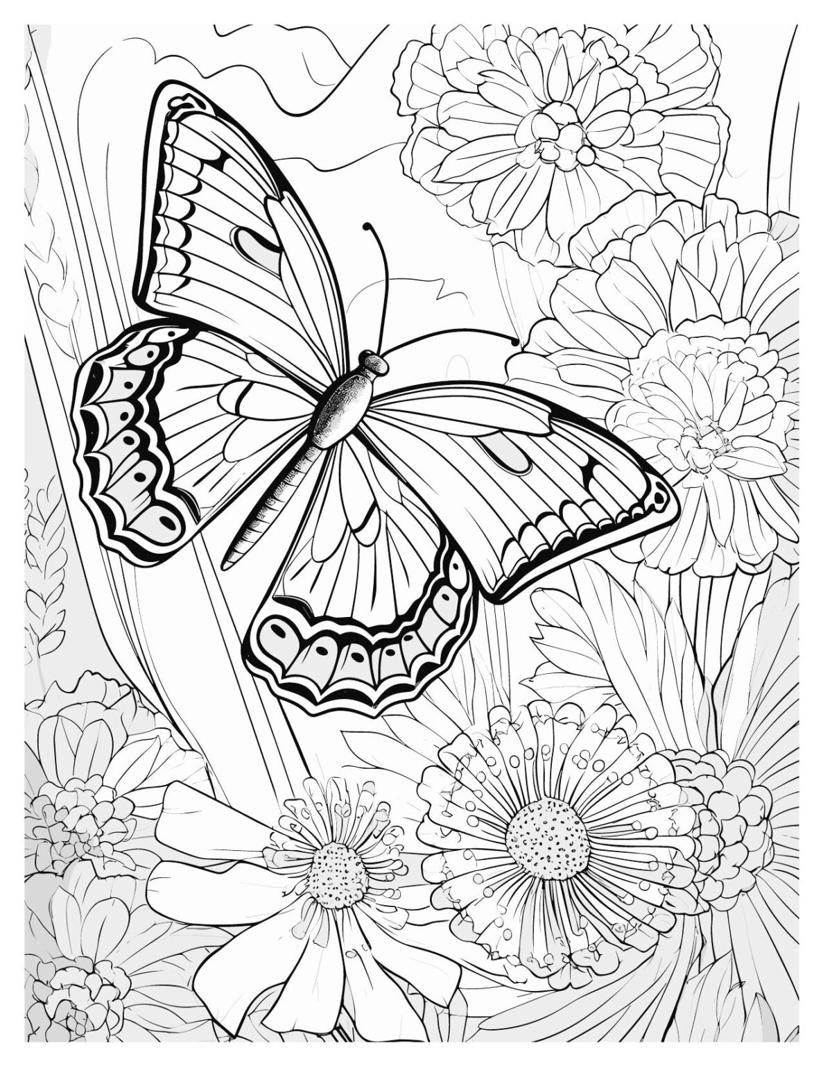Beautiful Butterfly Garden Coloring Pages