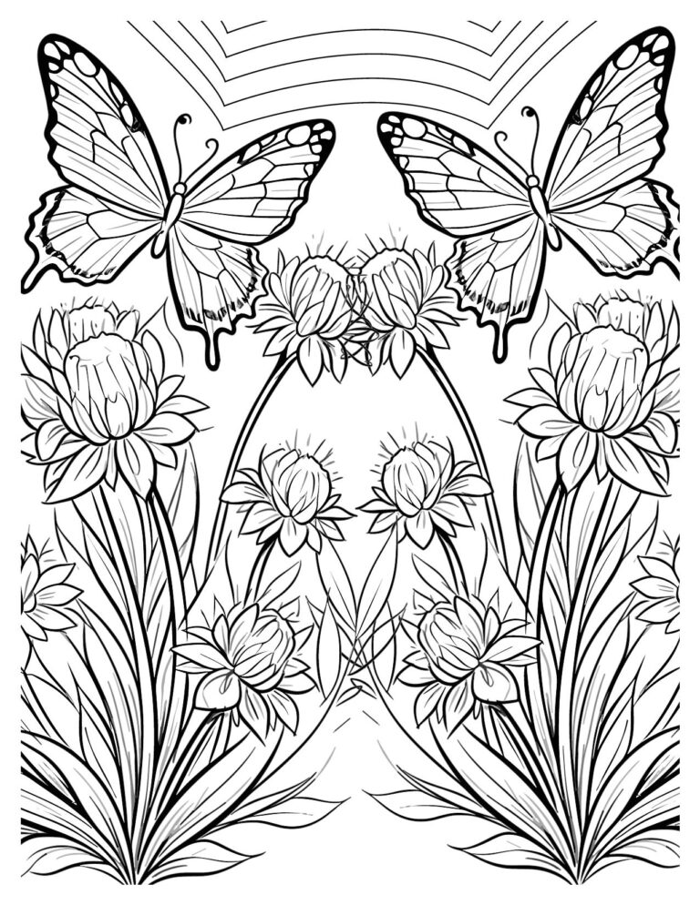Beautiful Butterfly Garden Coloring Pages