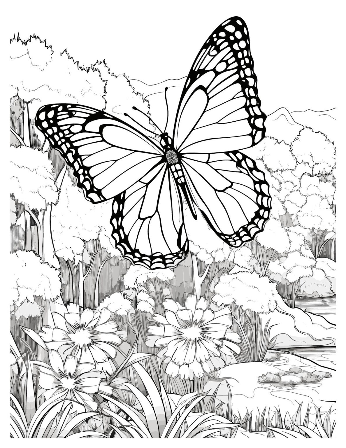 Beautiful Butterfly Garden Coloring Pages