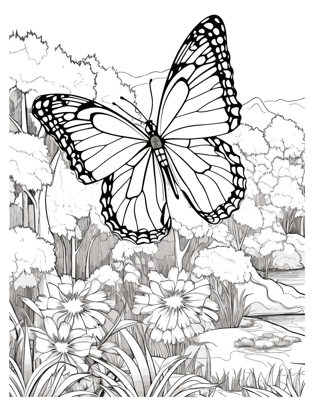 Beautiful Butterfly Garden Coloring Pages