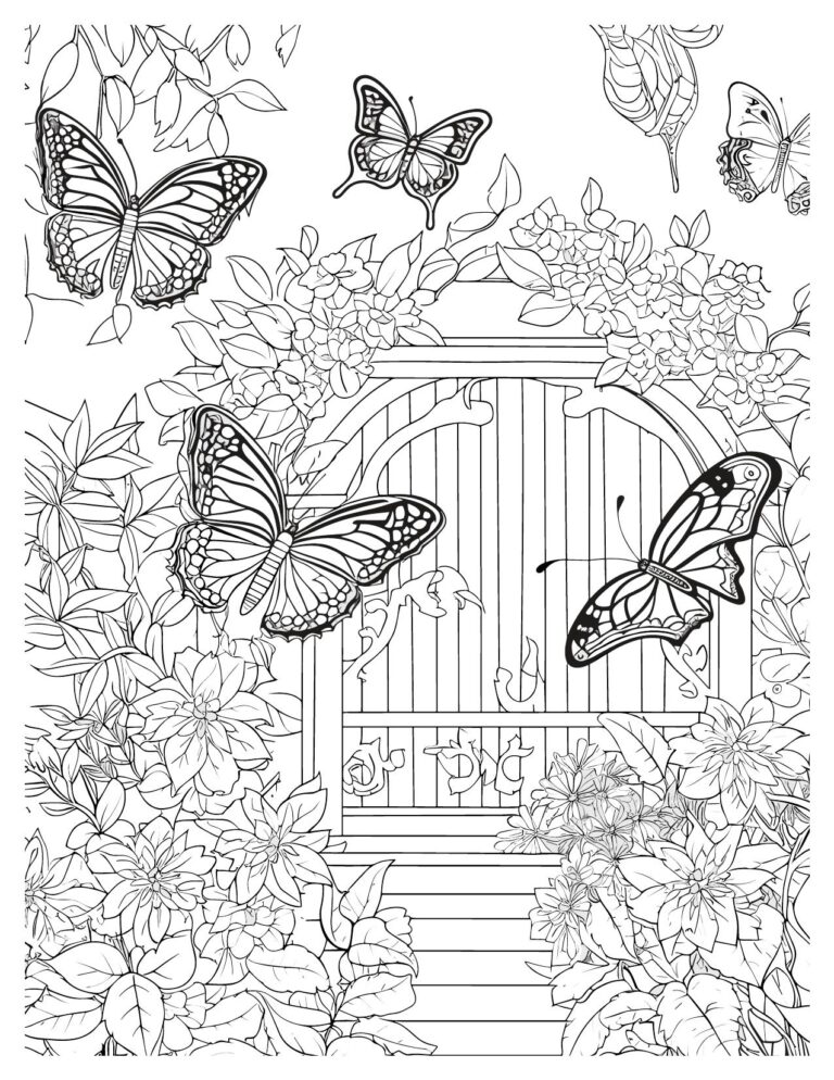 Beautiful Butterfly Garden Coloring Pages