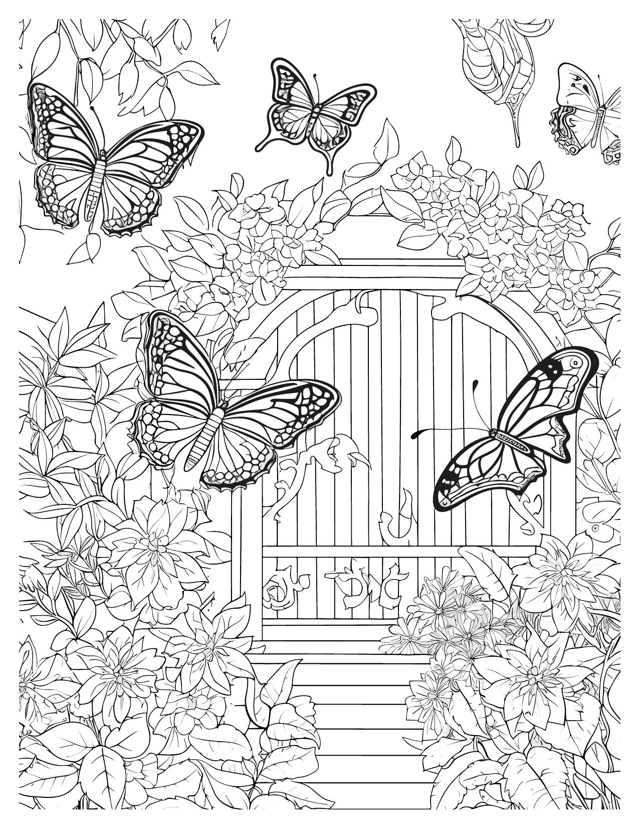 Beautiful Butterfly Garden Coloring Pages