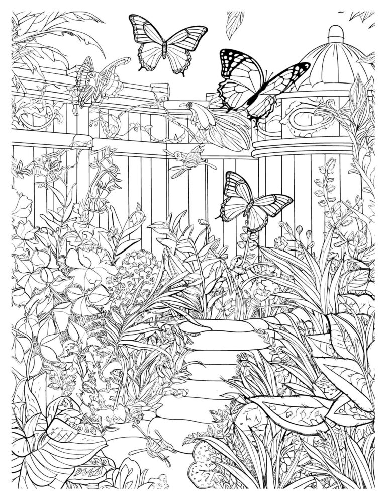 Beautiful Butterfly Garden Coloring Pages