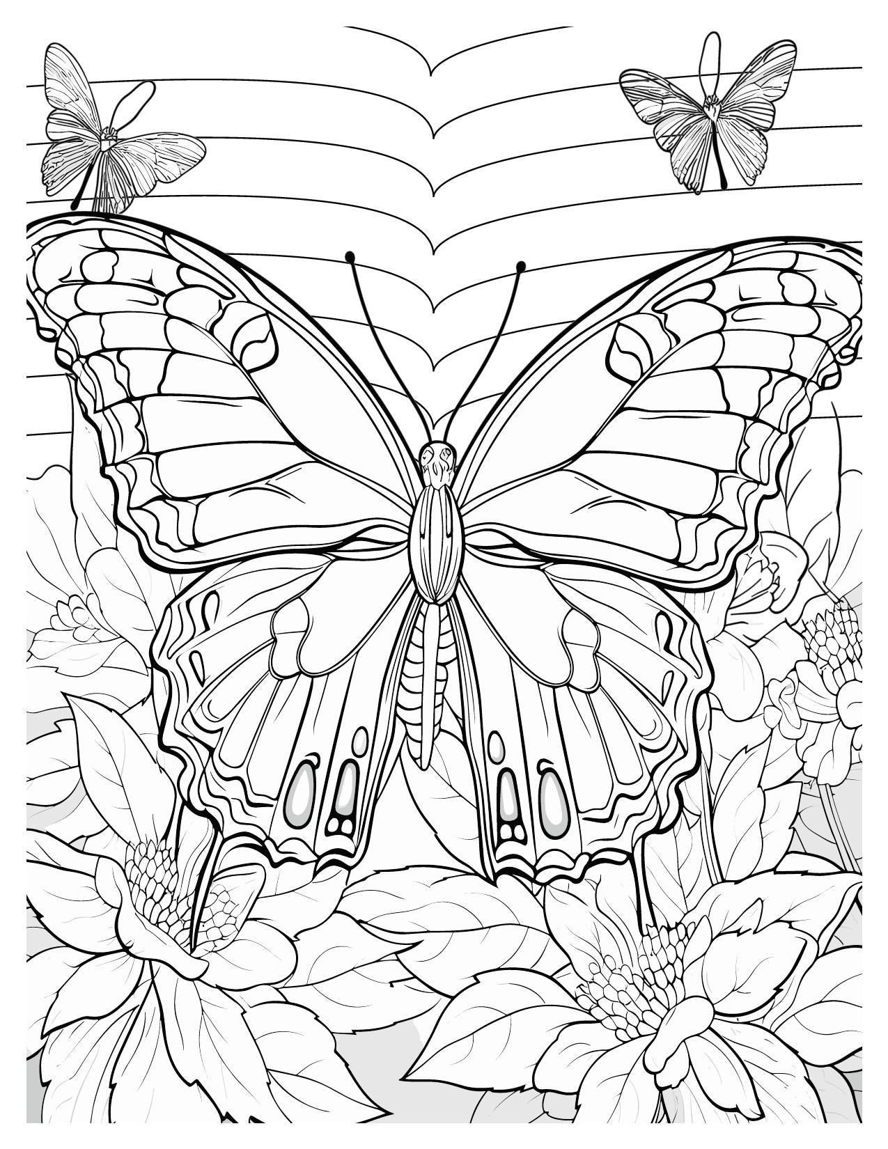 Beautiful Butterfly Garden Coloring Pages