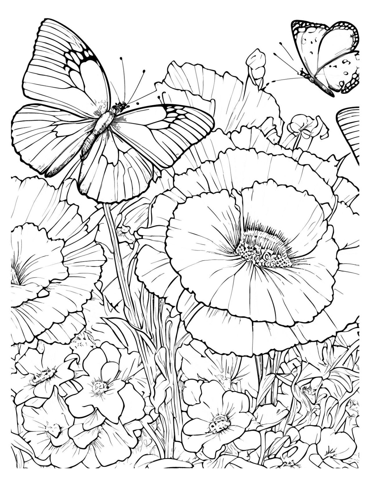 Beautiful Butterfly Garden Coloring Pages