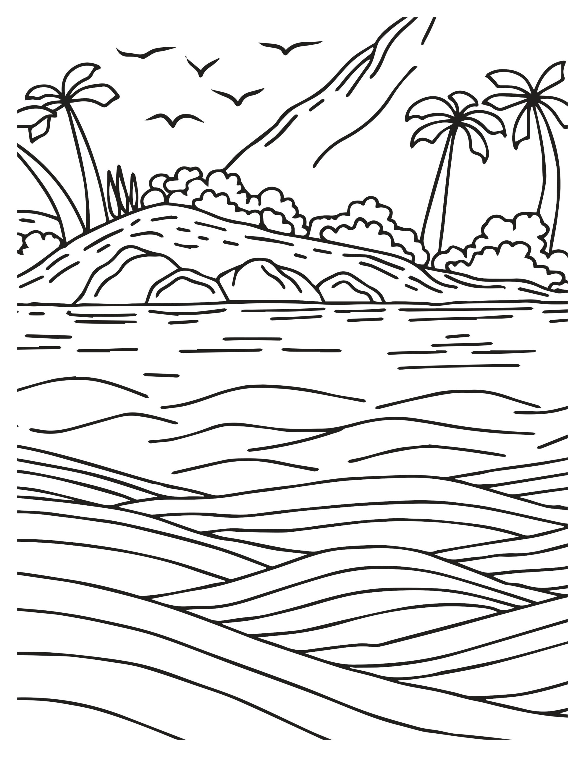 Ocean Waves Coloring Pages: Printable Seaside Serenity for Kids
