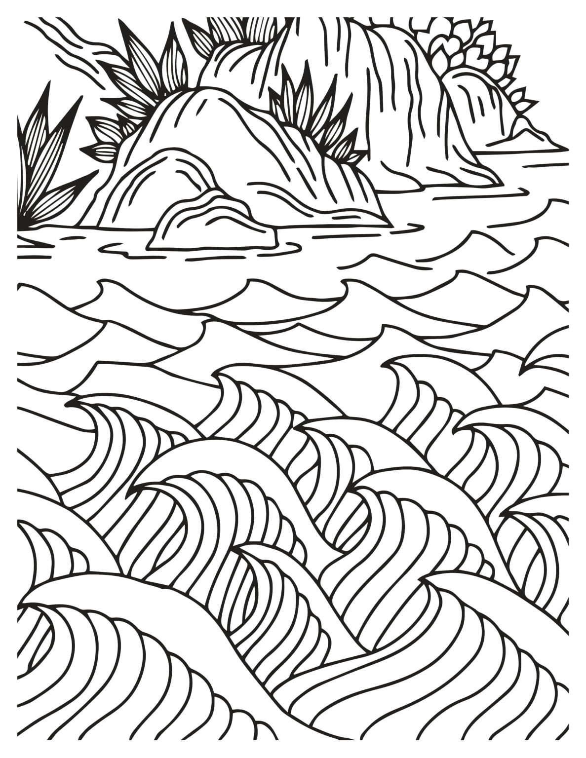 Ocean Waves Coloring Pages: Printable Seaside Serenity for Kids