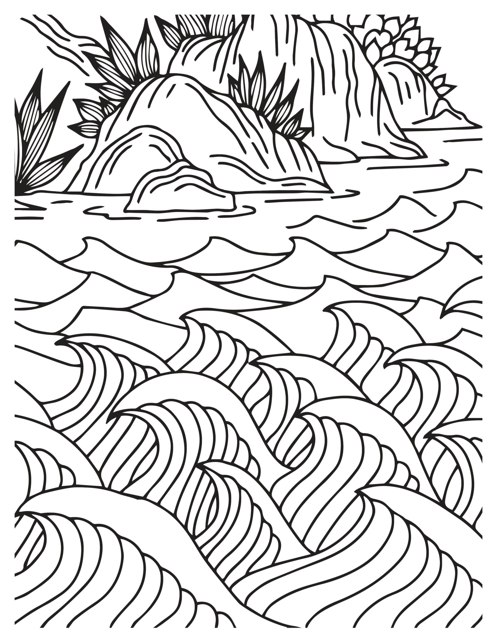 Ocean Waves Coloring Pages: Printable Seaside Serenity for Kids