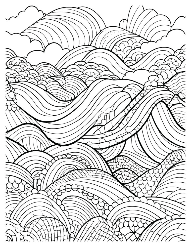 Ocean Waves Coloring Pages: Printable Seaside Serenity for Kids