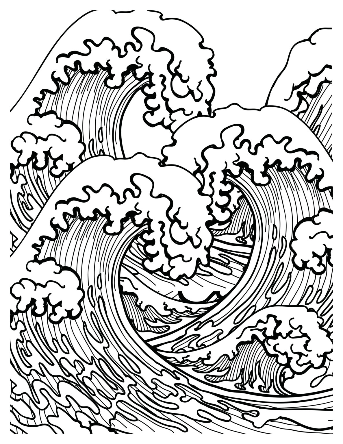 Ocean Waves Coloring Pages: Printable Seaside Serenity for Kids
