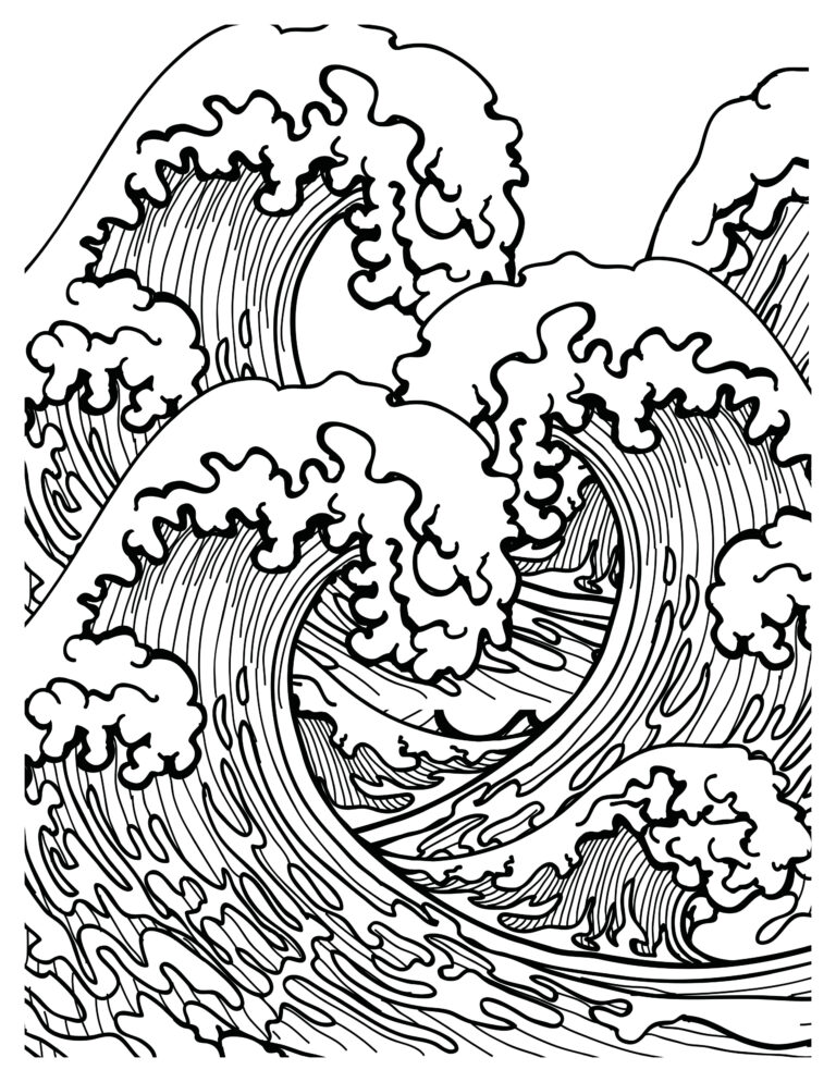 Ocean Waves Coloring Pages: Printable Seaside Serenity for Kids