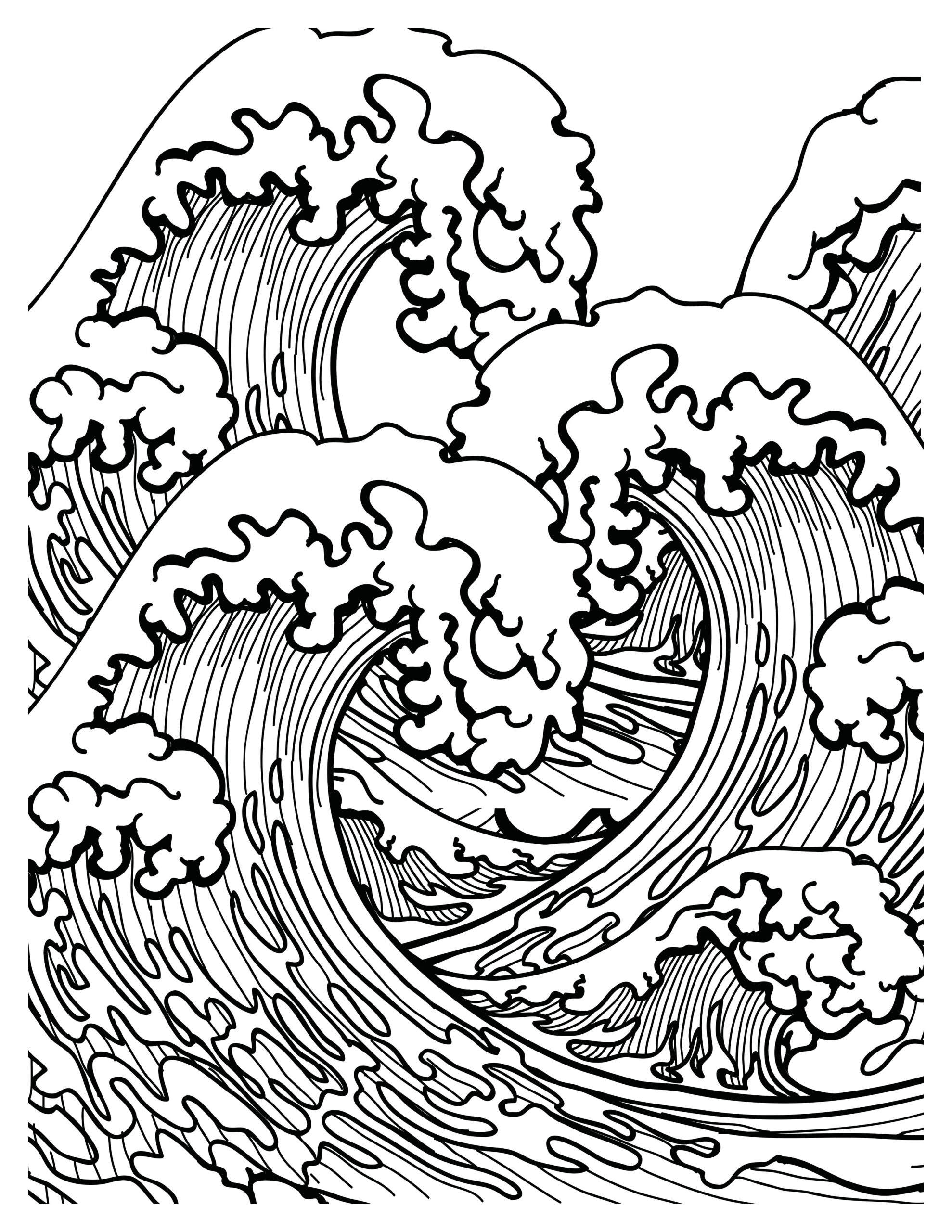 Ocean Waves Coloring Pages: Printable Seaside Serenity for Kids