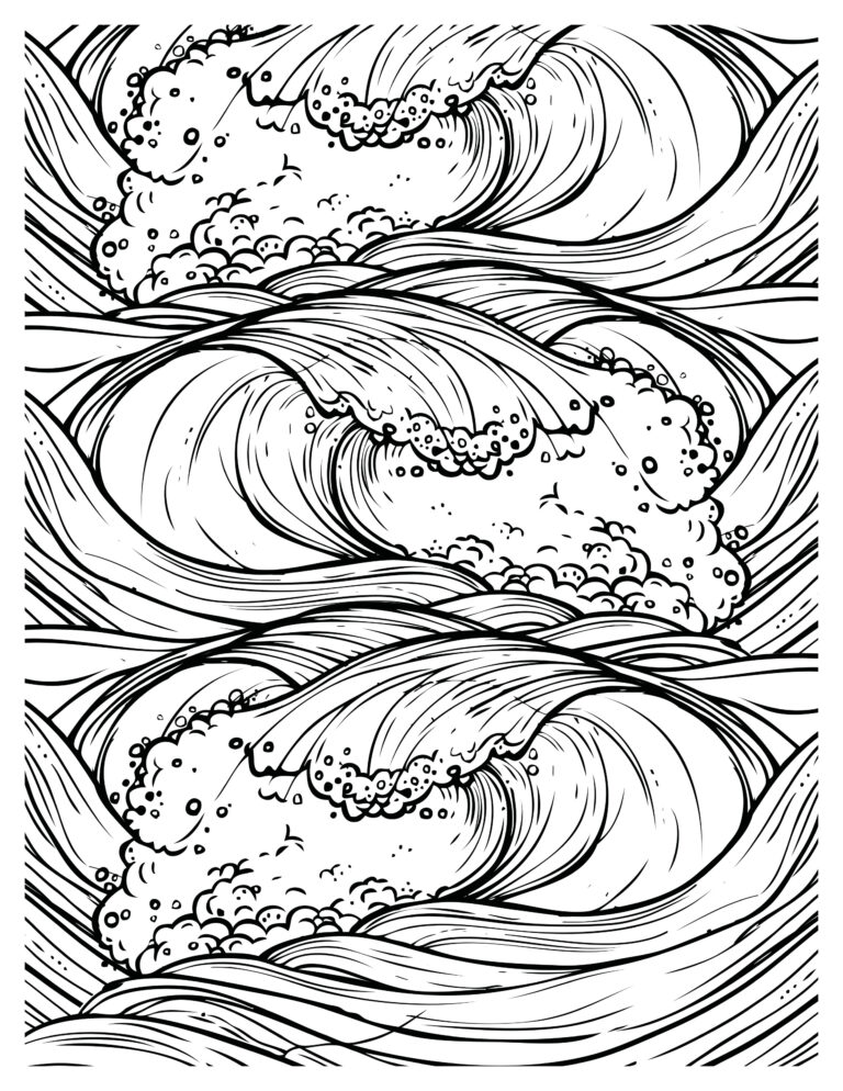 Ocean Waves Coloring Pages: Printable Seaside Serenity for Kids