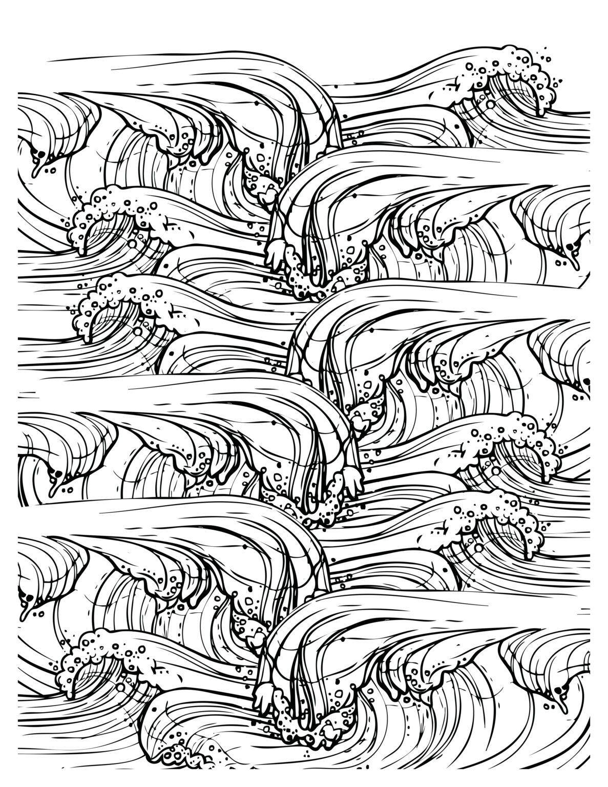 Ocean Waves Coloring Pages: Printable Seaside Serenity for Kids