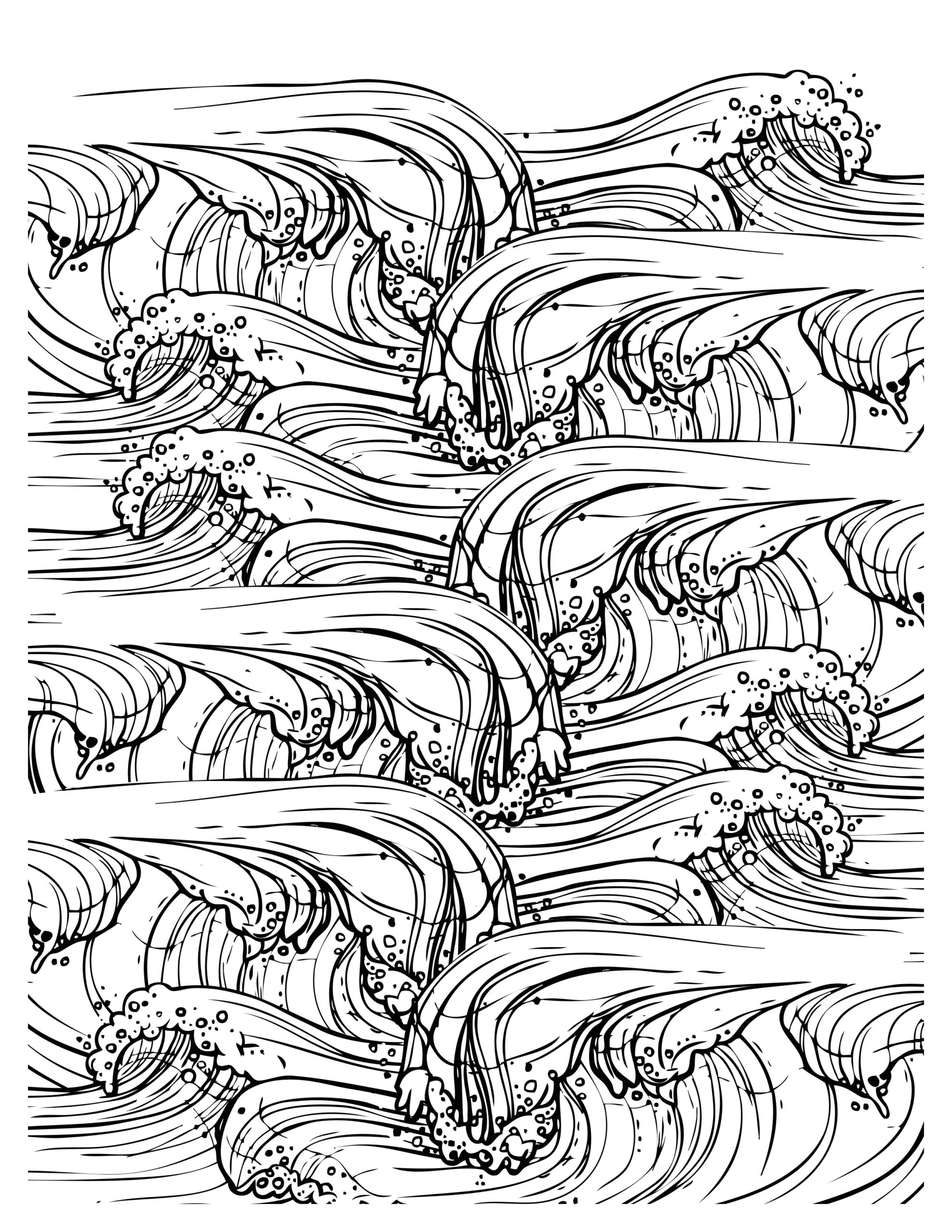 Ocean Waves Coloring Pages: Printable Seaside Serenity for Kids