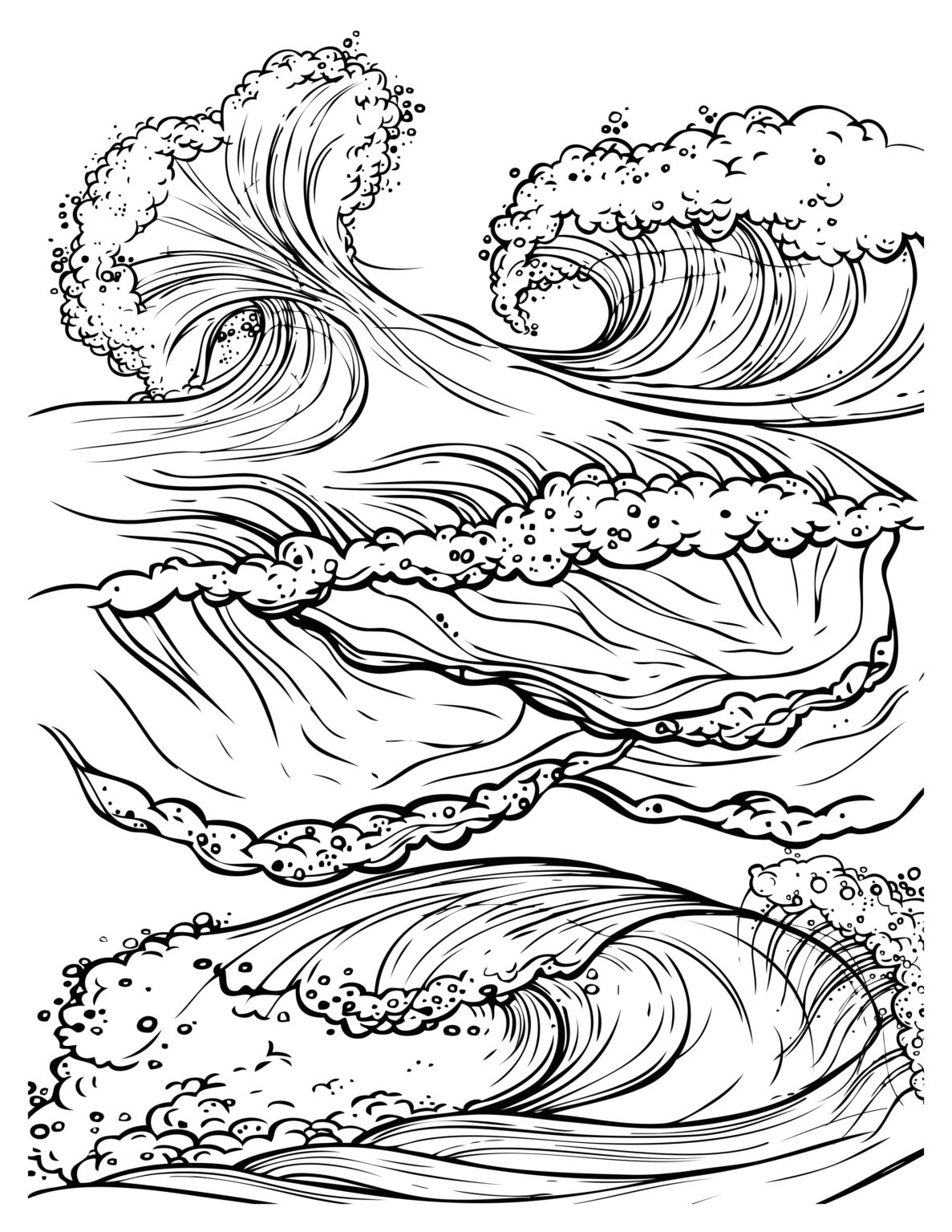 Ocean Waves Coloring Pages: Printable Seaside Serenity for Kids