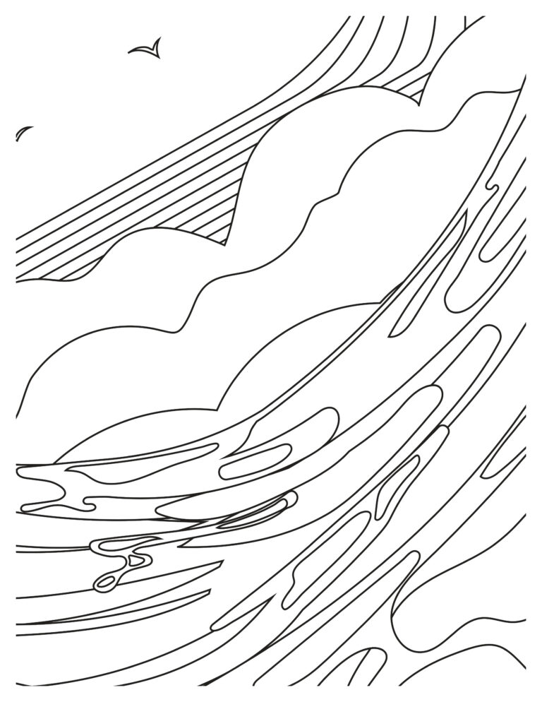 Ocean Waves Coloring Pages: Printable Seaside Serenity for Kids