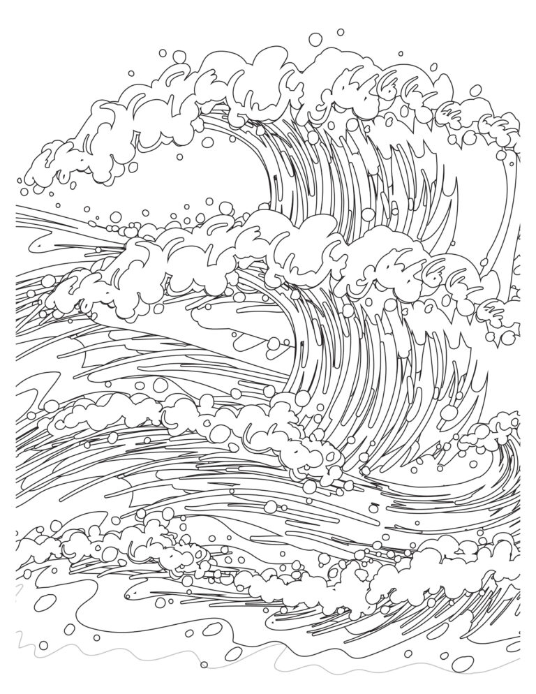 Ocean Waves Coloring Pages: Printable Seaside Serenity for Kids