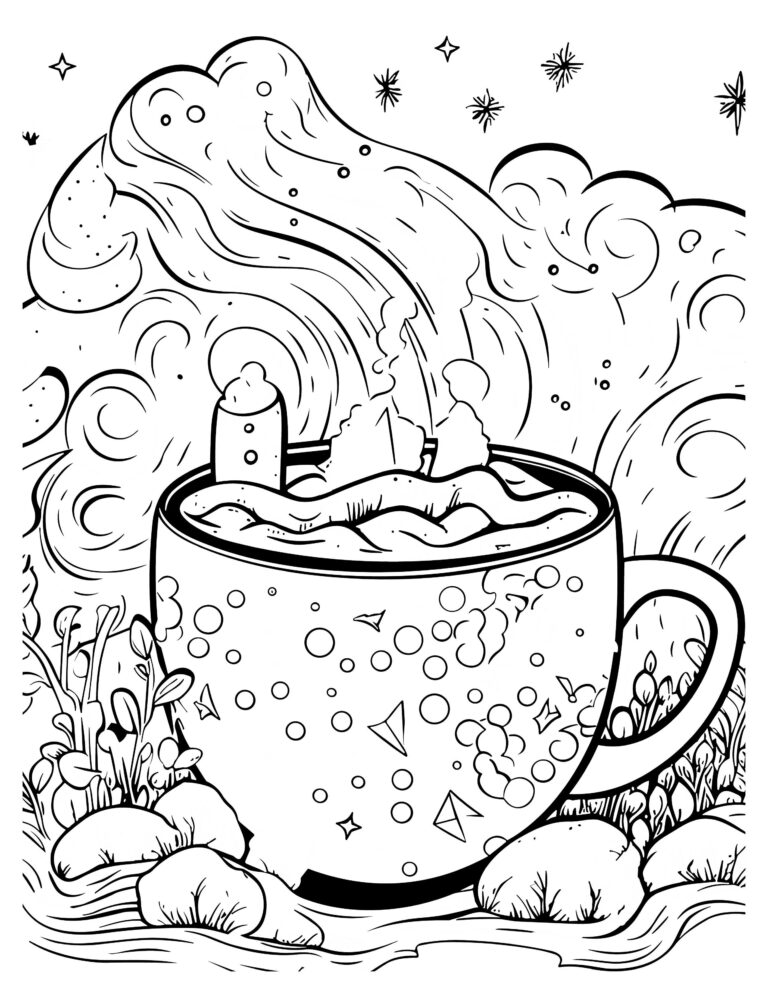 Coffee Bliss Coloring Pages: Printable Journeys For Relaxation