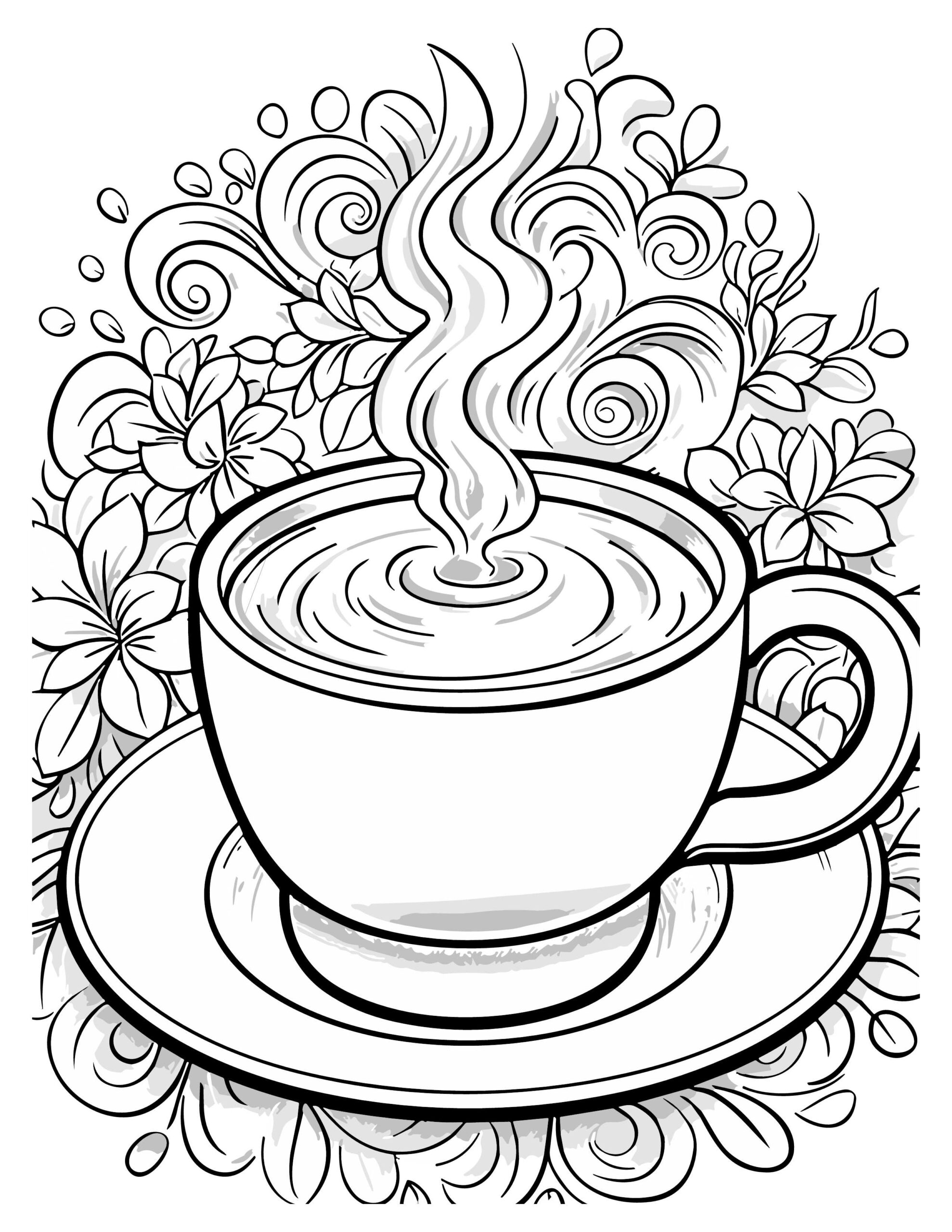 Coffee Bliss Coloring Pages: Printable Journeys For Relaxation