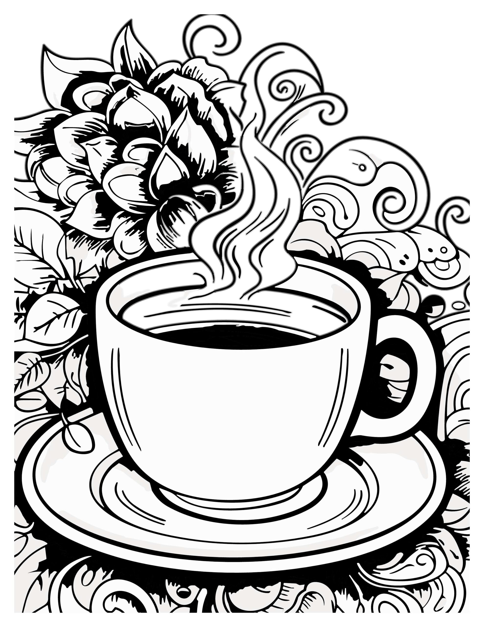 Coffee Bliss Coloring Pages: Printable Journeys For Relaxation